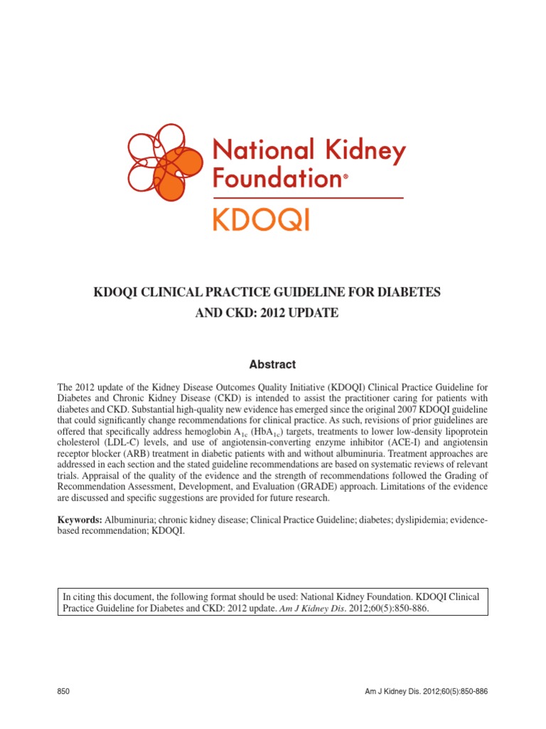 Guideline For Diabetes | PDF | Chronic Kidney Disease | Glycated Hemoglobin