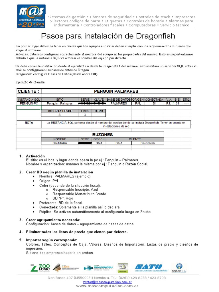Pasos de Instalación de Dragonfish Inicial | PDF | Servidor (Computación) | Tecnología digital