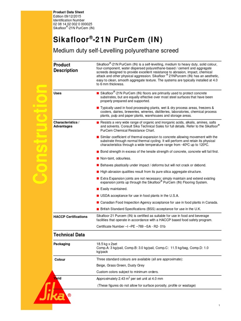 Sika Floor 21n Purcem | PDF | Concrete | Composite Material