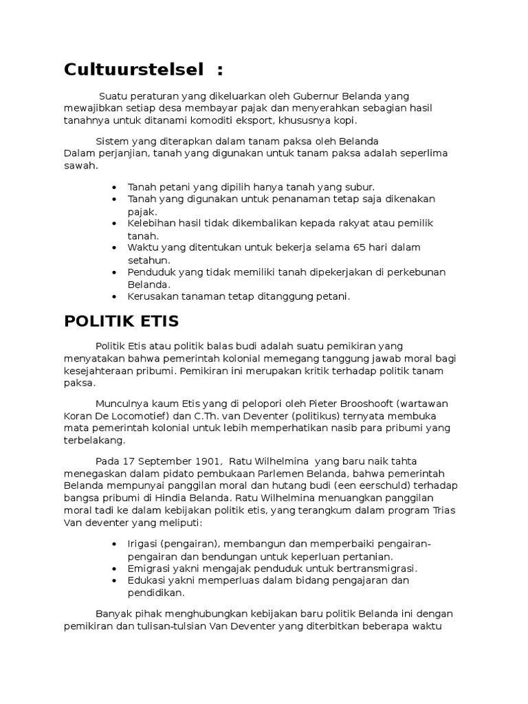 Cultuurstelsel | PDF