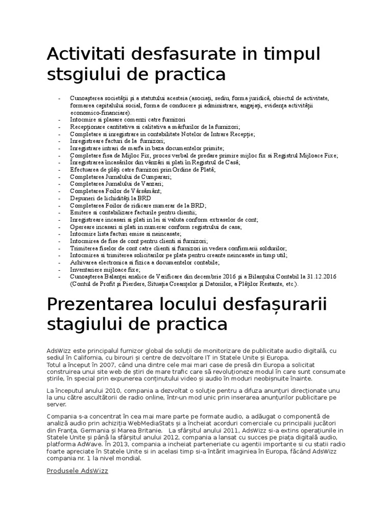 Caiet de Practica Contabilitate