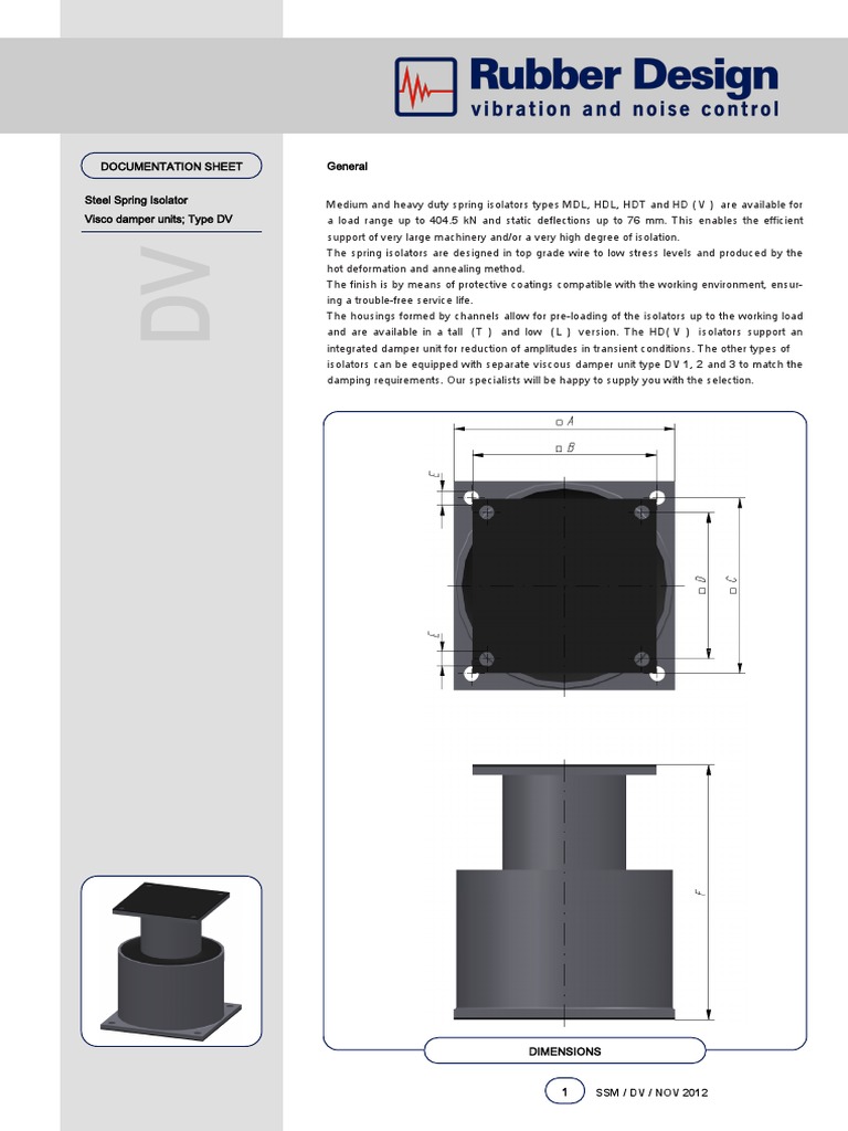 Documentation Sheet Steel Spring Isolator General | PDF | Mechanical ...