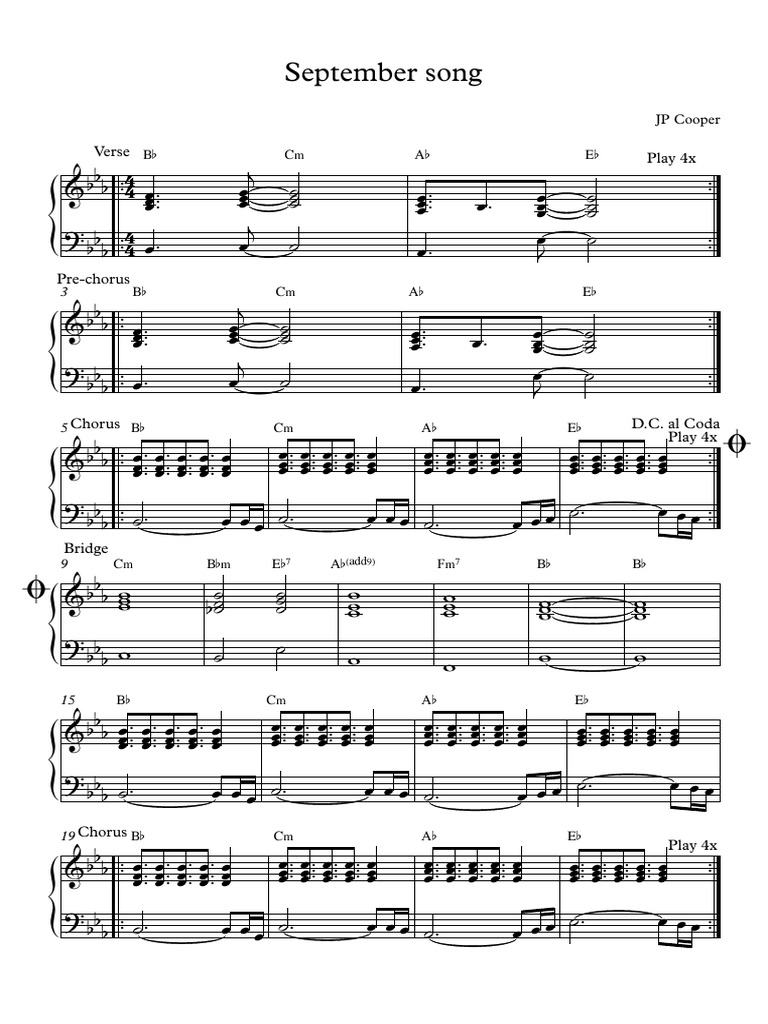 September Song - JP Cooper - Full Score | PDF | Song Structure ...
