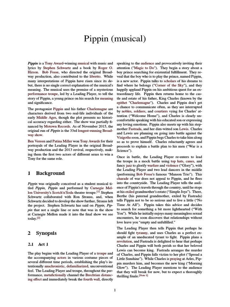 Pippin (Musical) | PDF | Touring Theatre | Theatre