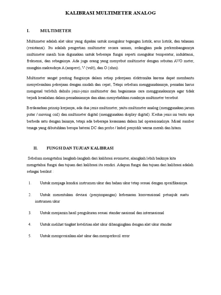 Kalibrasi Multimeter Analog | PDF