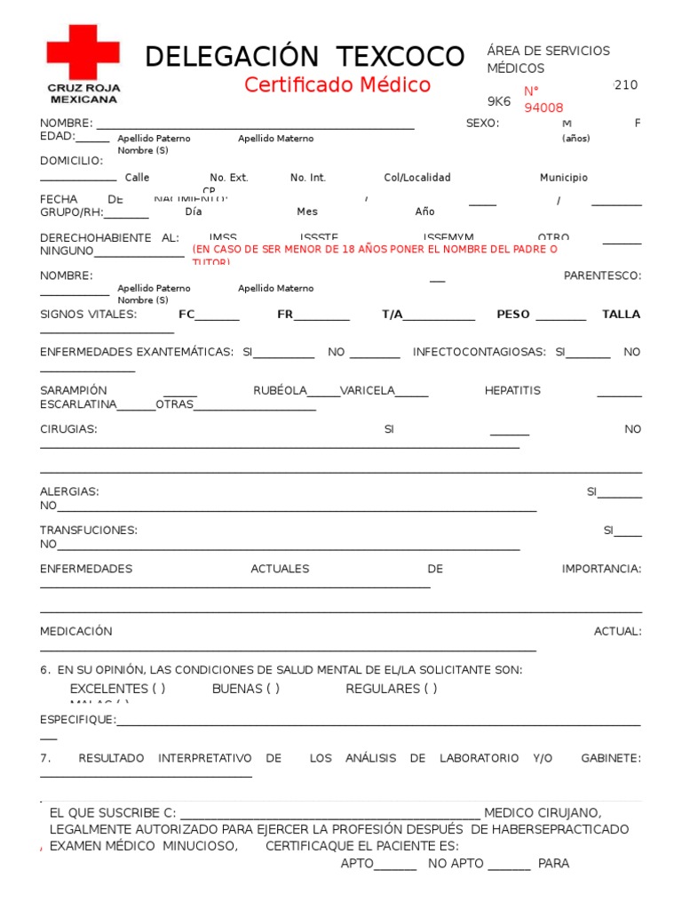 Certificado Medico Cruz Roja | PDF | Finanzas y dinero