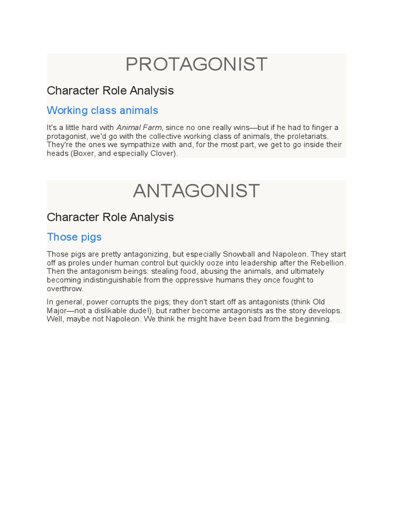 Protagonist: Character Role Analysis | PDF