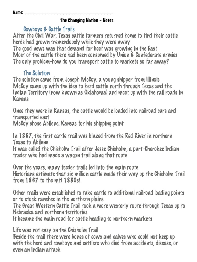 Changing Nation Notes | PDF | Wright Brothers | Cowboys