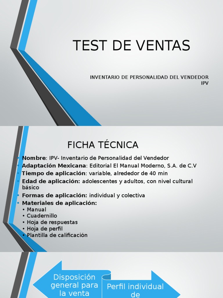 Test de Ventas.pptx | Sicología y ciencia cognitiva | Ciencia filosófica