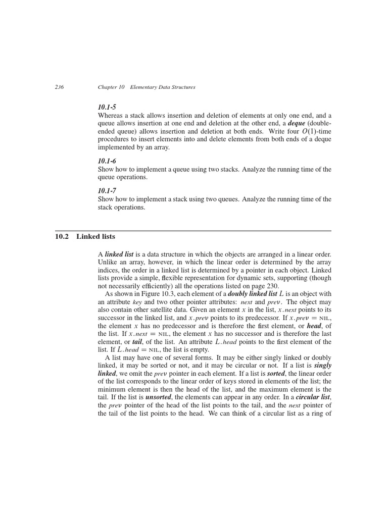 Linkedlist Cormen | PDF | Queue (Abstract Data Type) | Array Data Structure