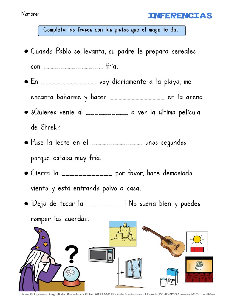 Comprensión Lectora de Inferencias Frases Cortas