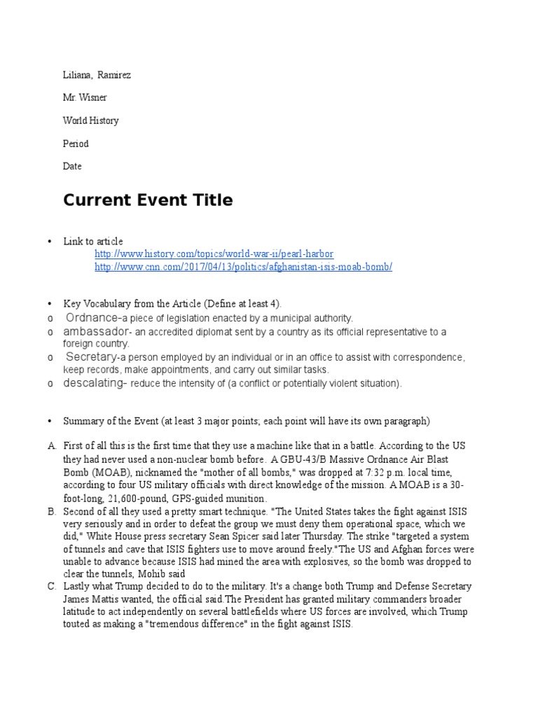 Current Event 4 | PDF | Revolutions | Bomb