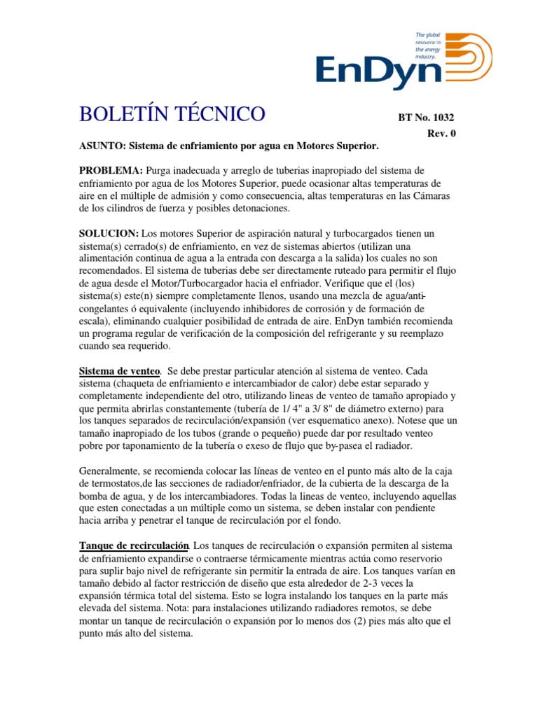 Reporte Tecnico Endyn Sistema de Enfriamiento Por Agua en Motores ...