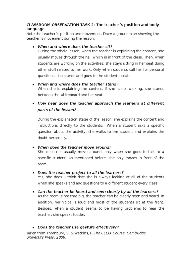 observation task 2 | Classroom | Pedagogy