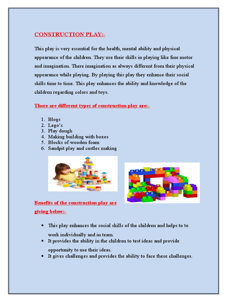 Construction Play:-: There Are Different Types of Construction Play Are ...