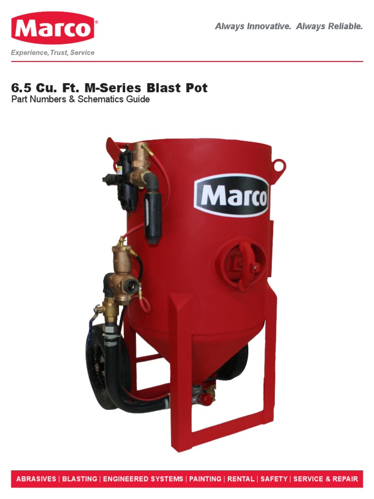 Blastmaster M 6 5 Cu FT Abrasive Blasting Pot Part Numbers Schematics ...
