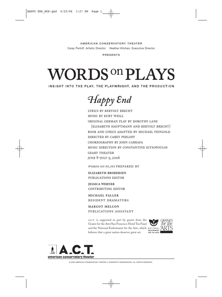 Happy End Words On Plays (2006) | PDF | Performing Arts | Theatre