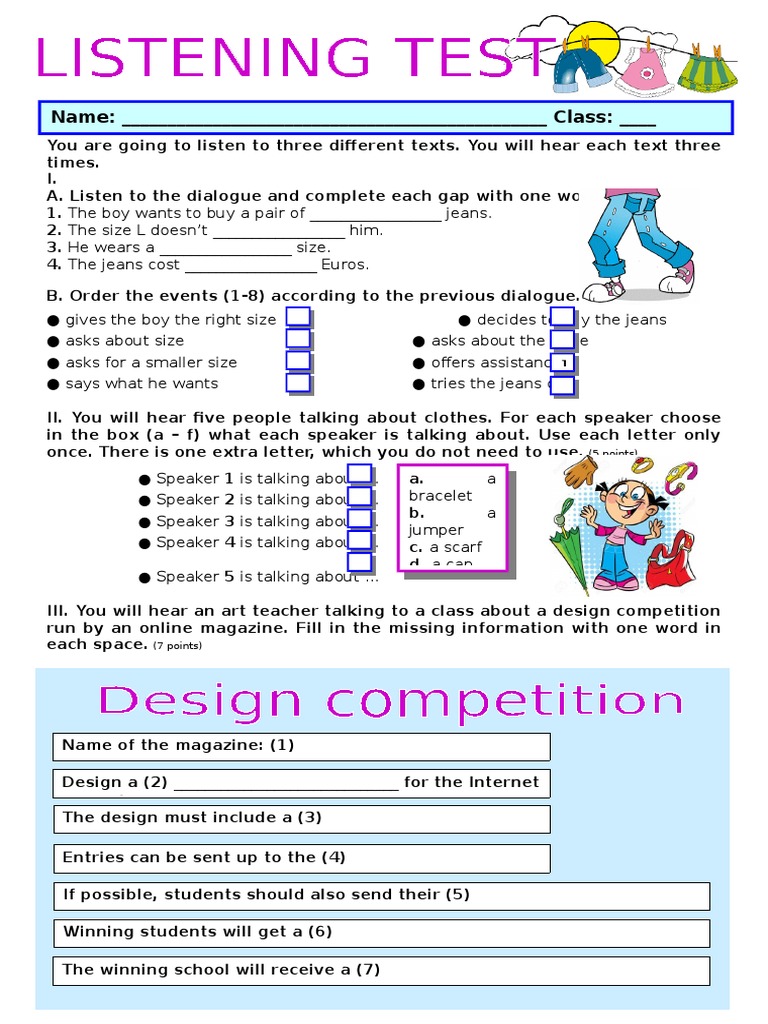 Listening Test Clothes | PDF