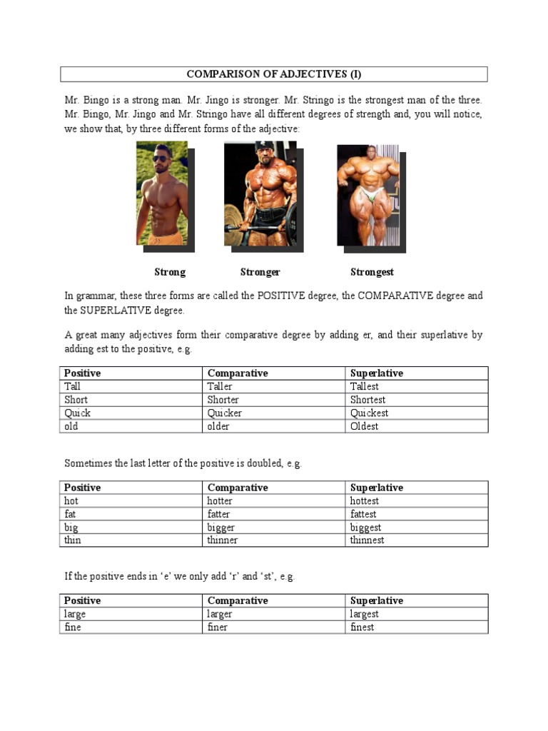 Comparison of Adjectives | PDF | Linguistic Morphology | Rules