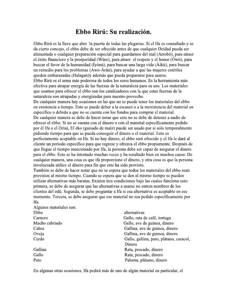 Ebo Riru Explicado PDF | PDF
