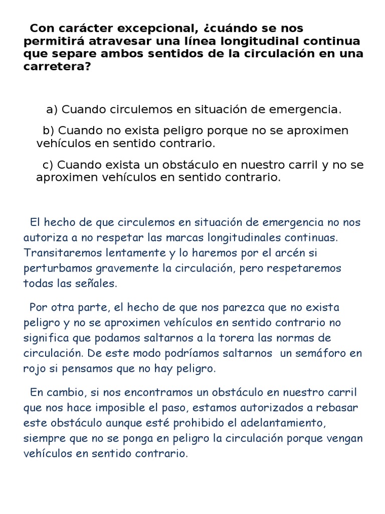 ¿Cuándo Se Nos Permitirá Atravesar Una Línea Longitudinal Continua Que ...
