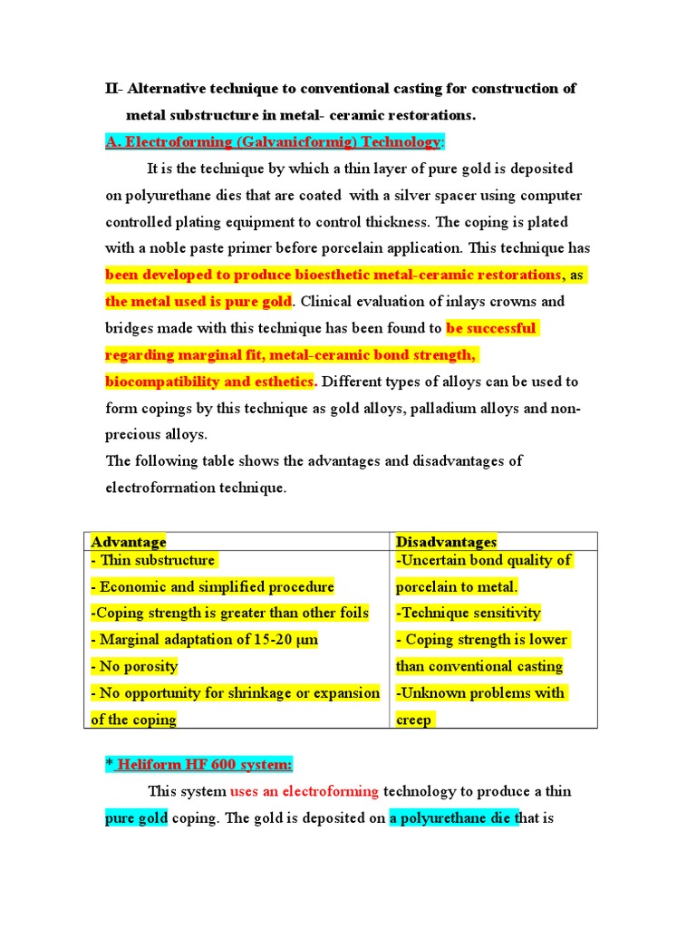 II - Alternative Technique To Conventional Casting For Construction of ...