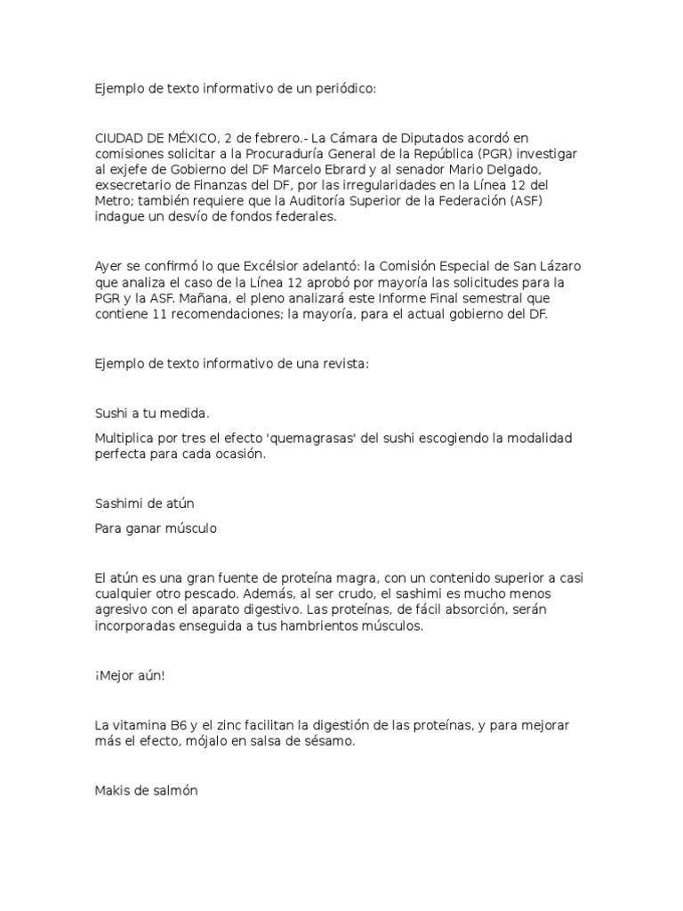 Ejemplo de Texto Informativo | PDF