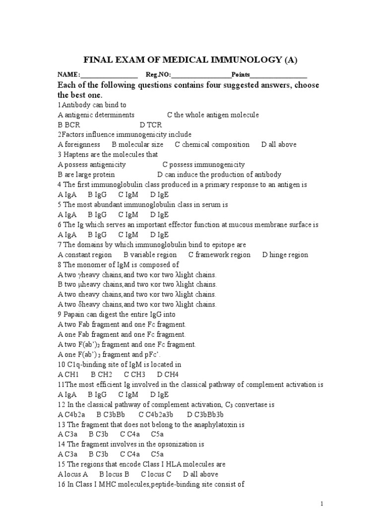 MCQ On Immunity Types | PDF | Antibody | Immune System