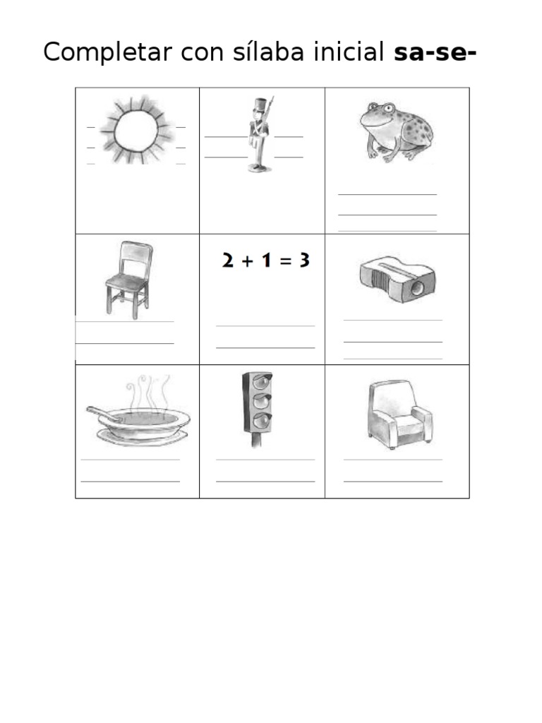 Reconocimiento Sílaba Inicial Letra S | PDF