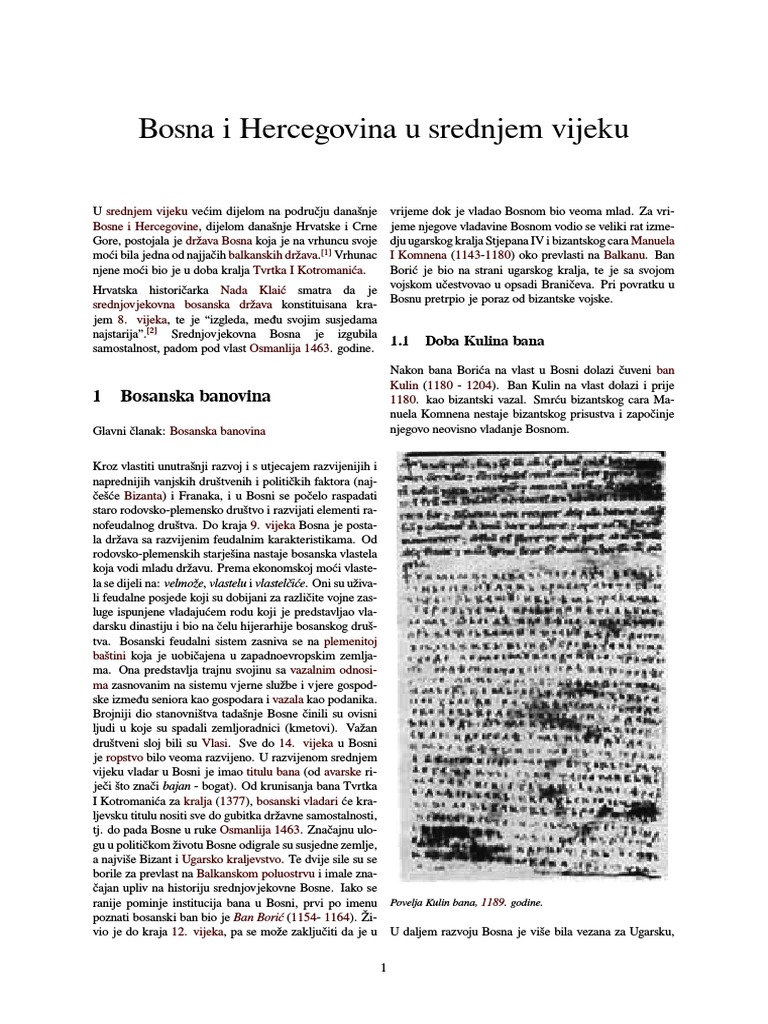 Bosna I Hercegovina U Srednjem Vijeku | PDF
