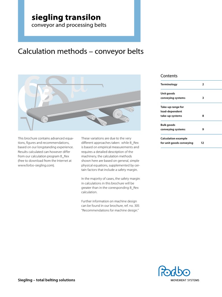 304 - Fms - Transilon Calculation Methods Conveyor Belts - en PDF | PDF ...