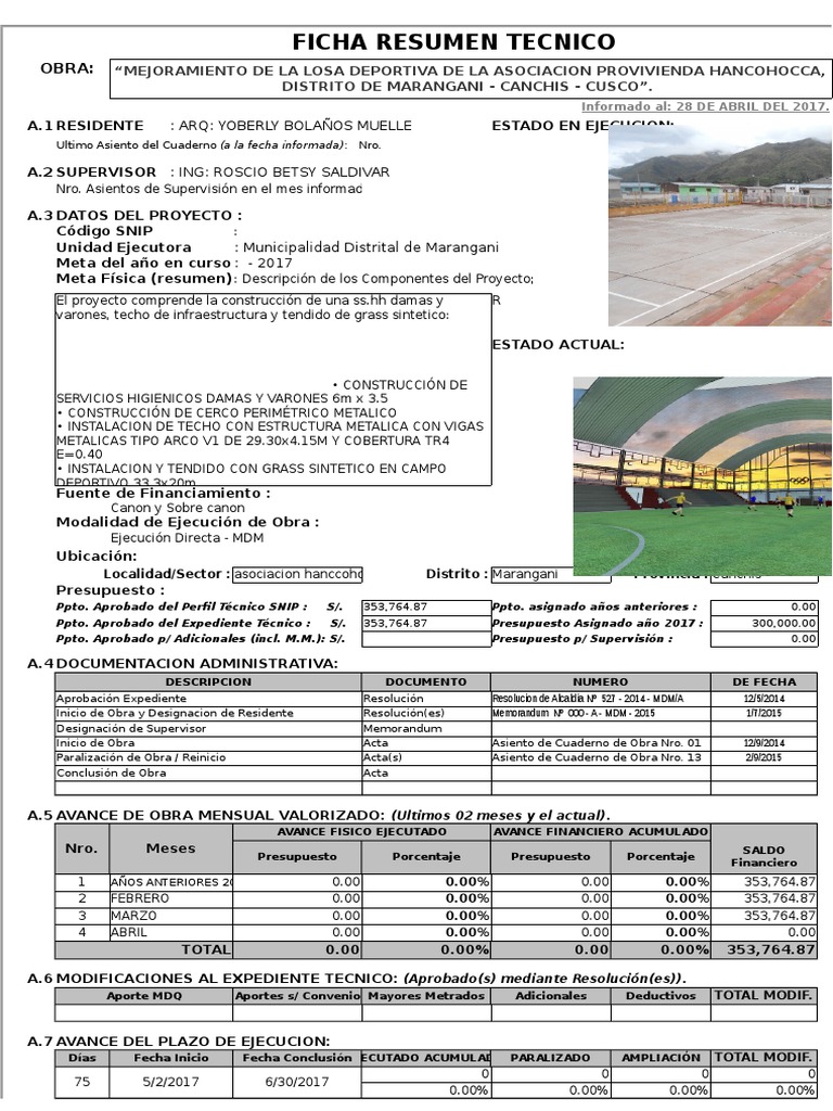 3 - Ficha Tecnica de Obra | PDF | Gobierno | Economias