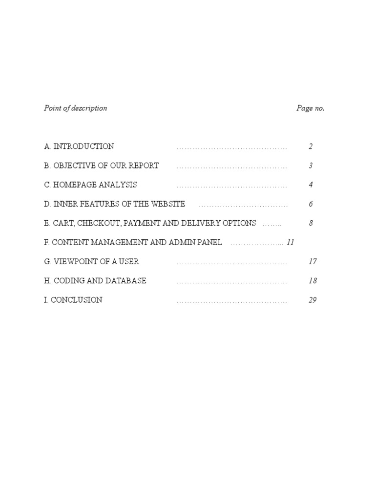 Website Report Sample | Web Page | Online Shopping