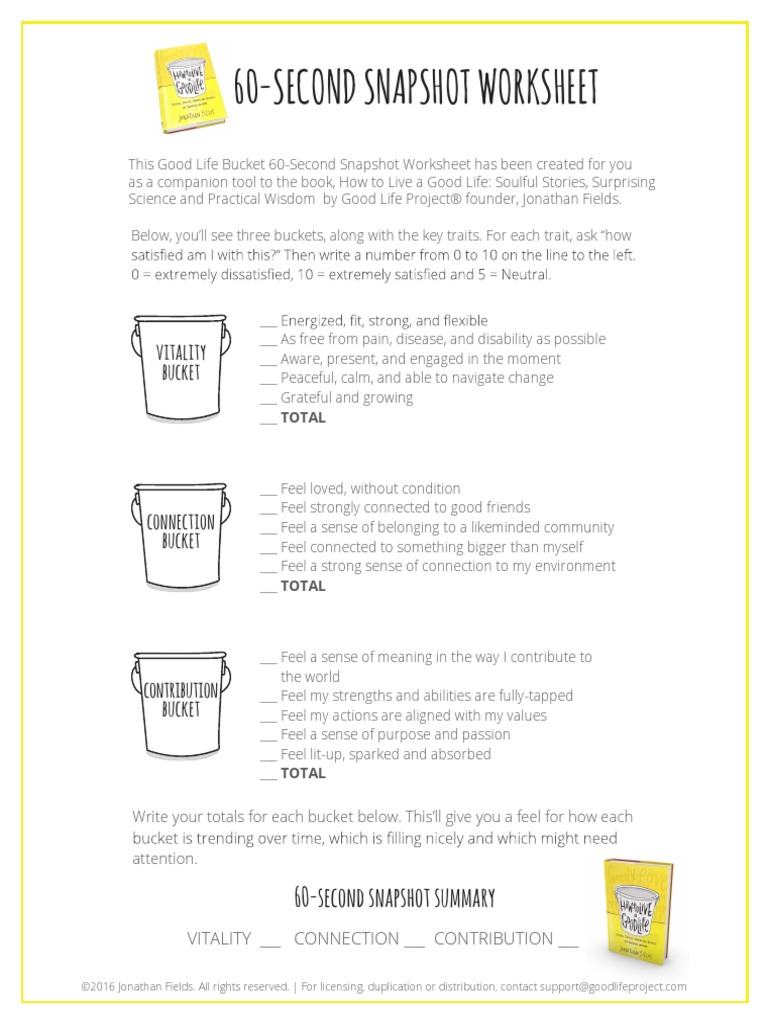 60 Second Snapshot Worksheet | PDF | Self-Improvement