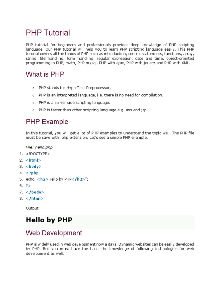 PHP Tutorial | PDF | Php | Data Type PHP Tutorial | PDF | Php | Data Type