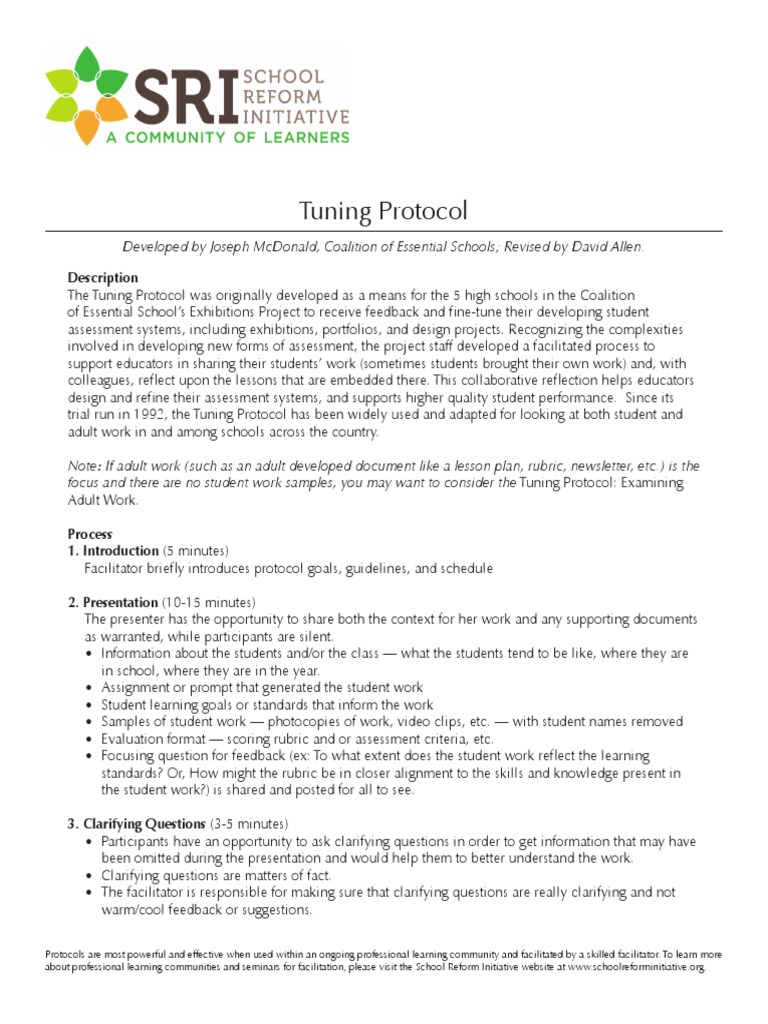 Tuning Protocol: Developing Student Assessments | PDF | Facilitator | Educational Assessment