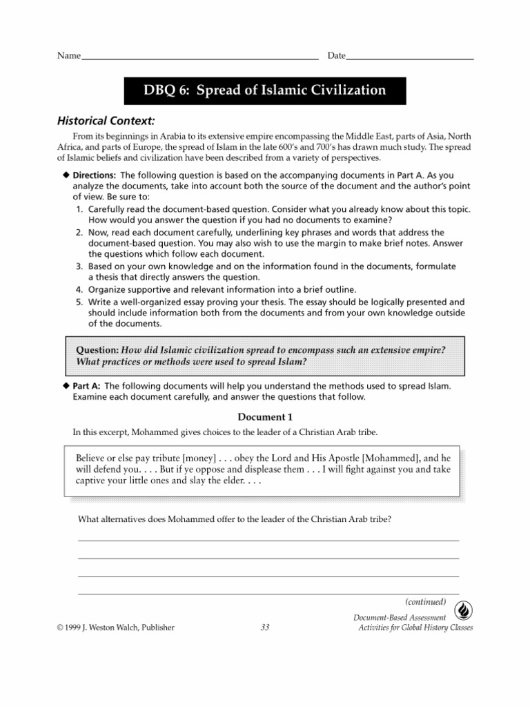 Spread of Islam DBQ 1 | PDF