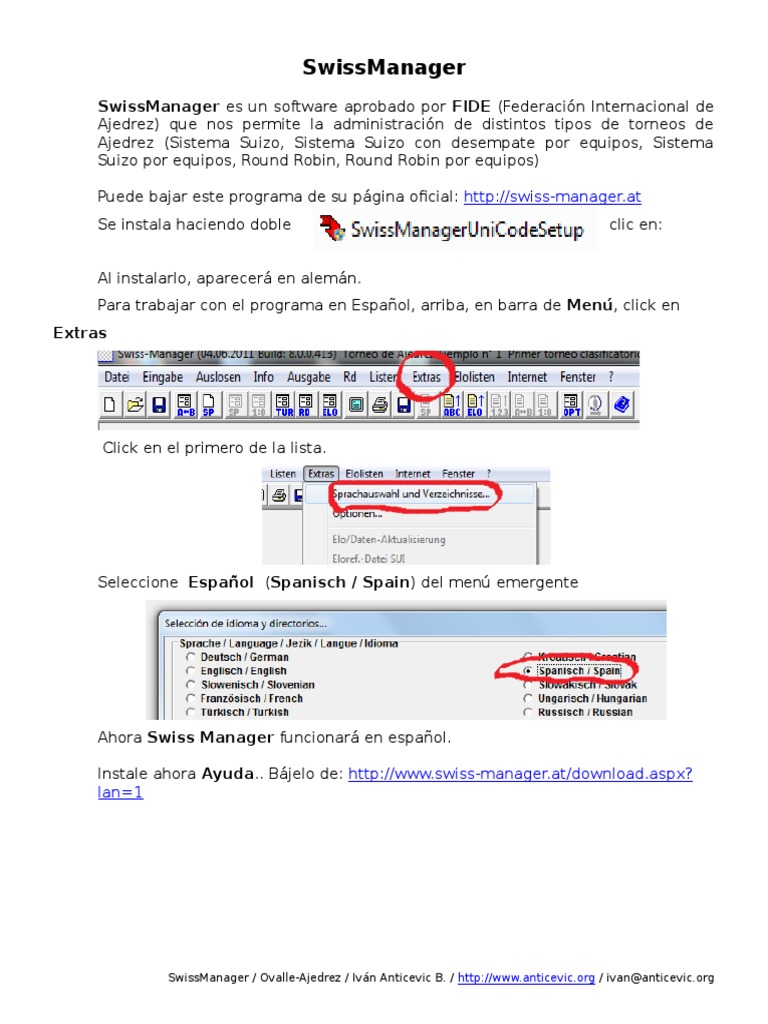 Guía para usar SwissManager en torneos | PDF | Ajedrez | Ventana ...