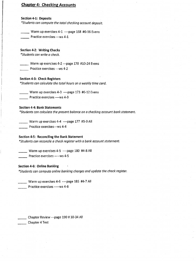 Am1 Chapter 4 Checklist and Worksheets | PDF