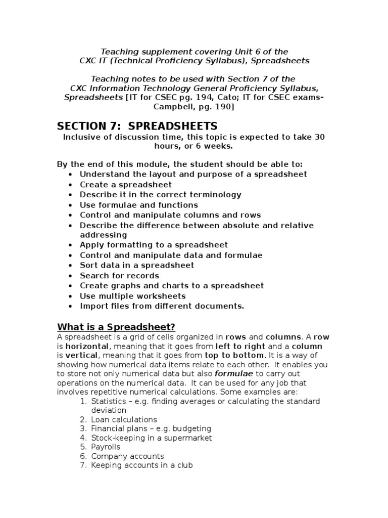 Excel Notes | PDF | Spreadsheet | Formula