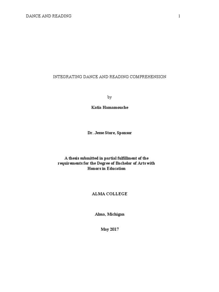 Dance Integration in Reading Comprehension | PDF | Curriculum | Reading ...