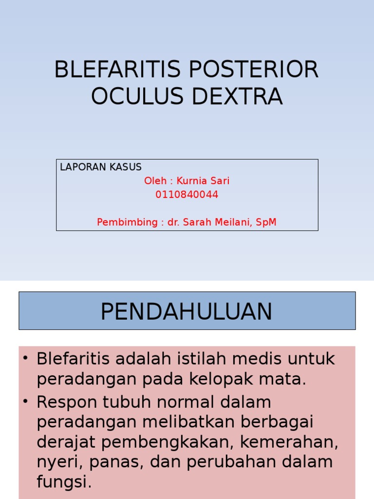 Blefaritis Posterior Oculus Dextra | PDF