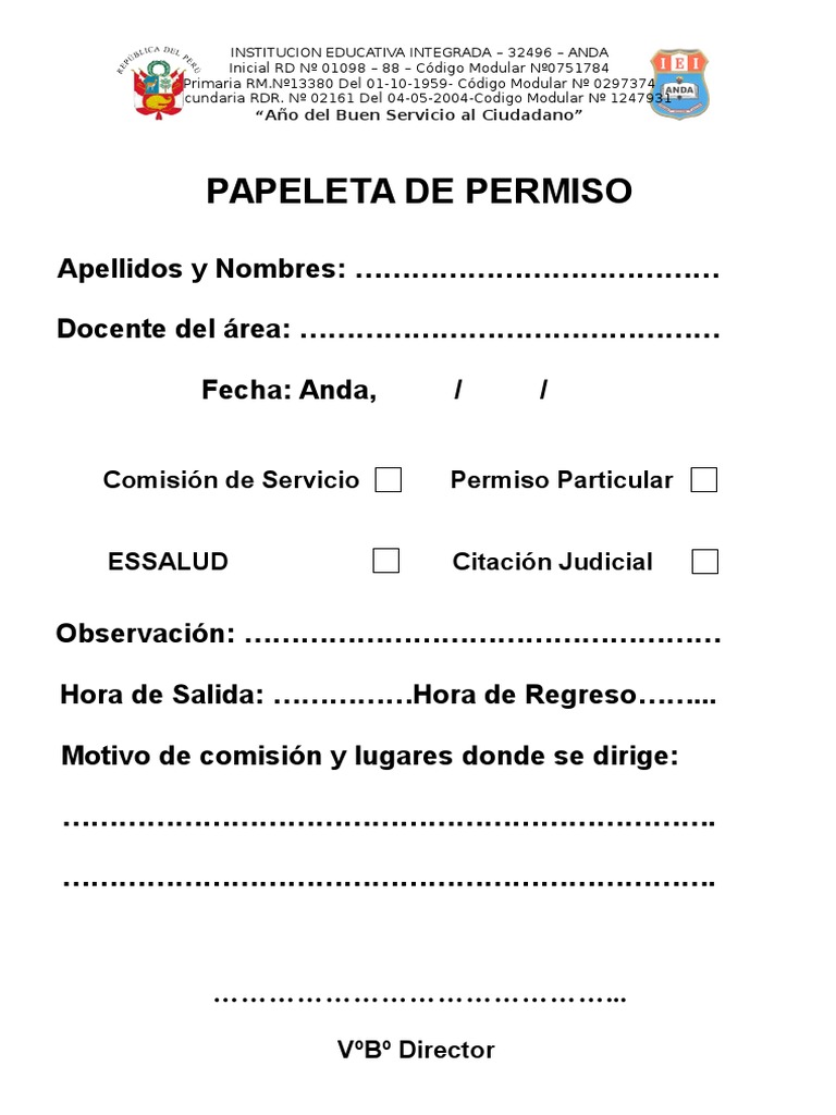 Papeletas de PERMISO | PDF