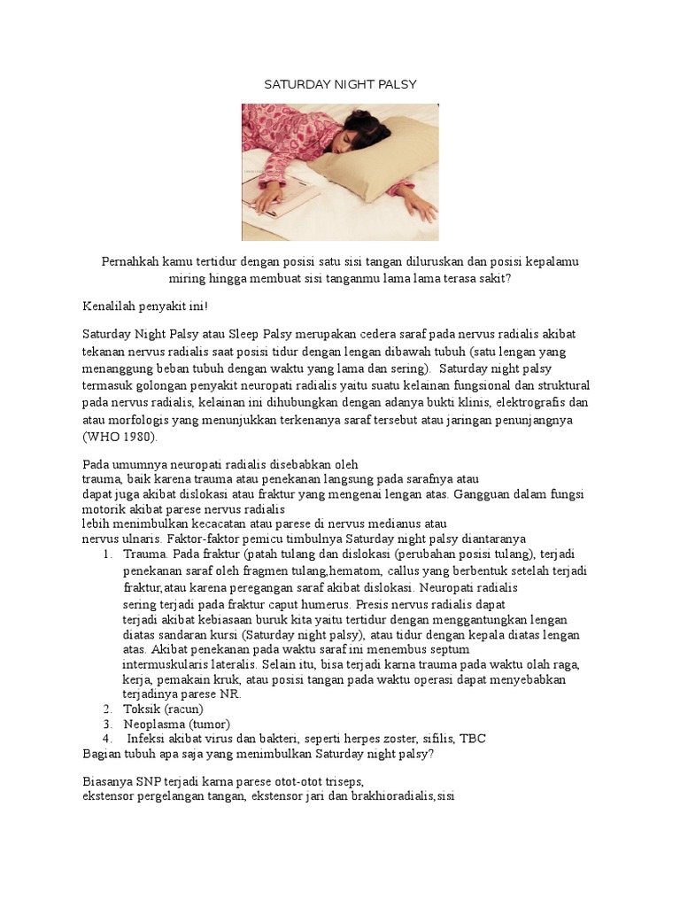 Saturday Night Palsy: Gejala dan Penanganan | PDF