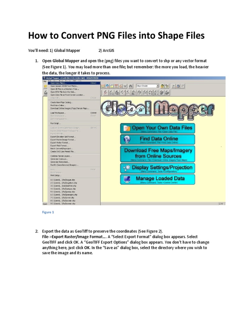 Converting PNG To SHP Using Global Mapper and ArcGIS | PDF | Arc Gis ...