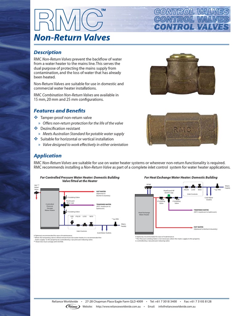 NRV | PDF | Water Heating | Valve