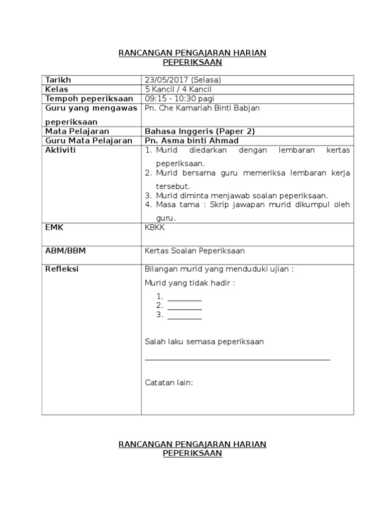 RPH Peperiksaan | PDF