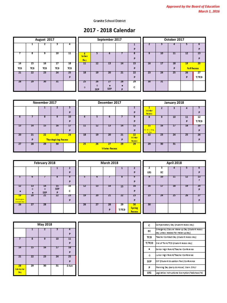 2017 2018 Calendar | PDF | Schools | Teachers