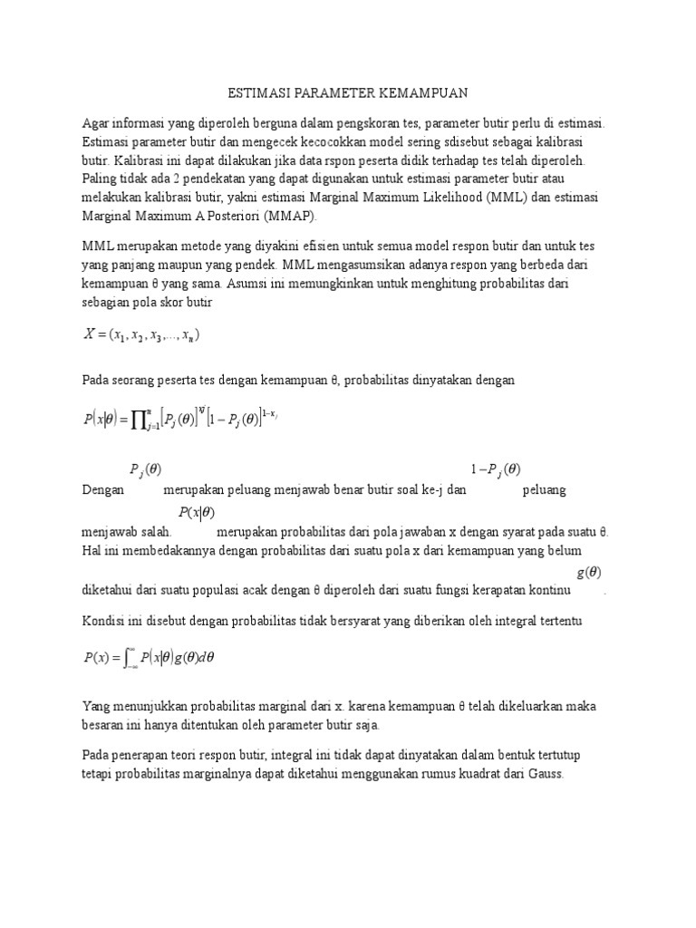 Estimasi Parameter Kemampuan | PDF
