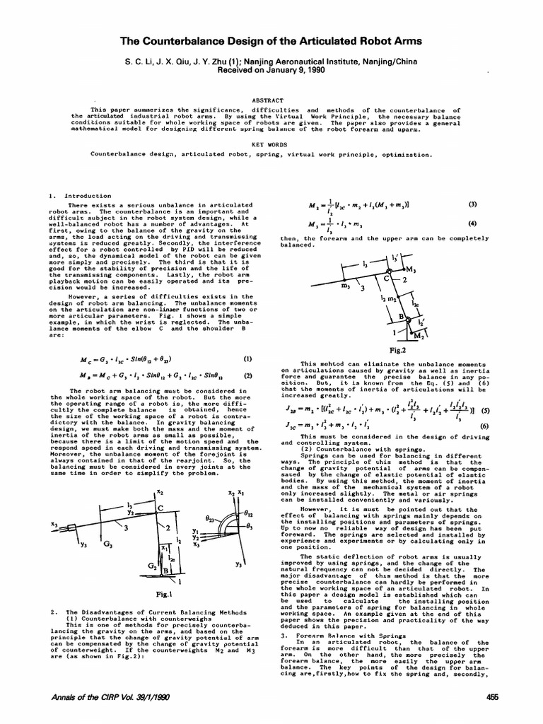The Counterbalance Design of The Articulated Robot Arms | PDF | Inertia ...